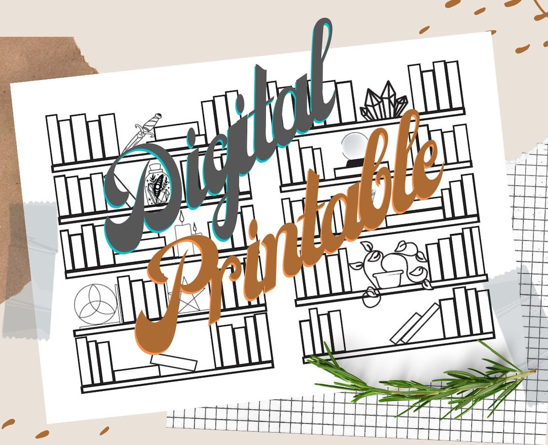 Printable Witch's Bookshelf, Reading Planner, Bookcase, Books, 2 A5 ...