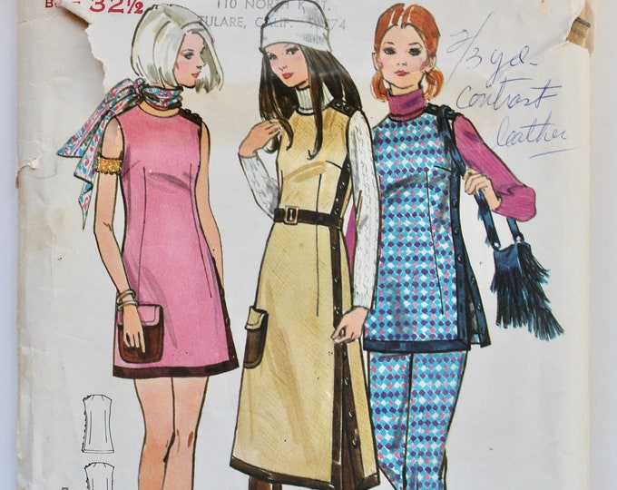 Vintage 1970s Women's A Line Tunic Top, Mini Dress, and Bell Bottom ...