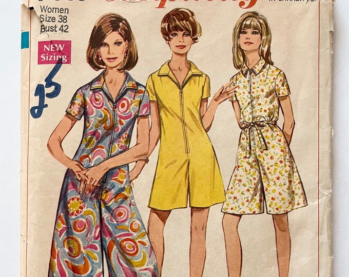 Vintage 1960's Women's Mod Wide Leg Collared Pant Dress Jumpsuit Sewing ...