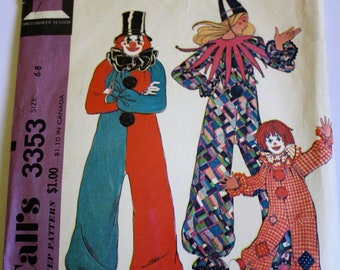 Mccall's 3353 Vintage Pattern 1972 Clown Costume - Etsy