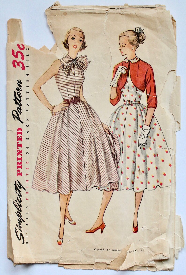 Vintage Sewing Pattern 1950s Women's/teens Full Skirt Sleeveless Dress ...