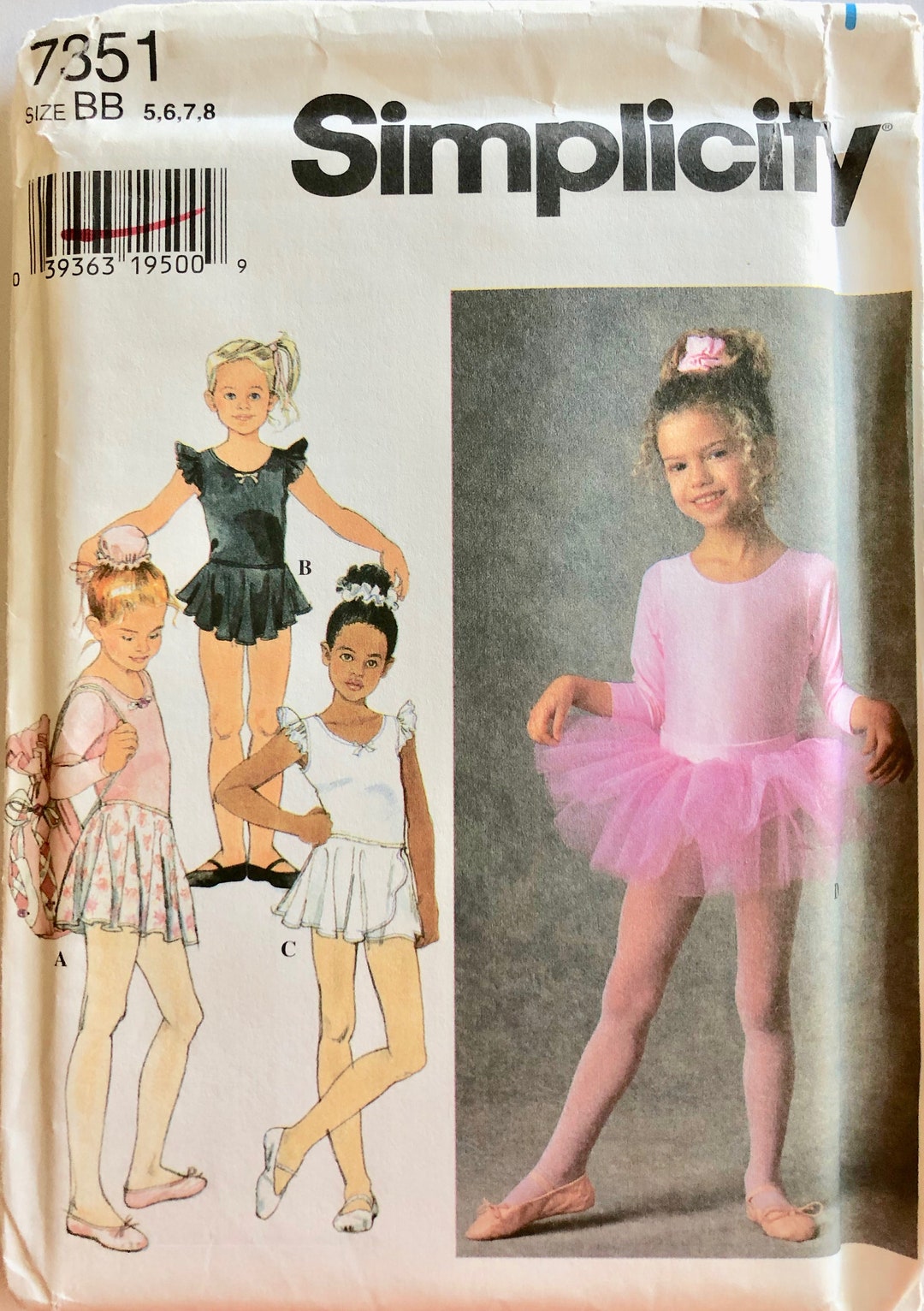 Ballerina Costume Pattern Vintage 1990s Girls Leotard, Tutu, Bag, and ...