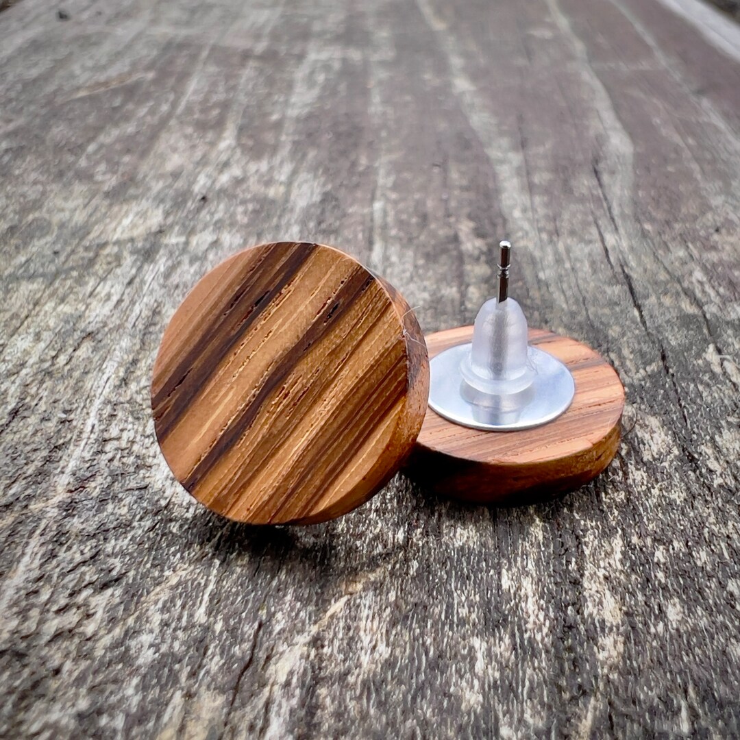 Zebrawood Wood Stud Earrings, Wooden Earrings, Mens Stud Earrings, Wood ...