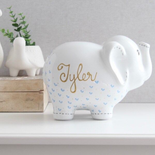 Blue Elephant Piggy Bank - Etsy