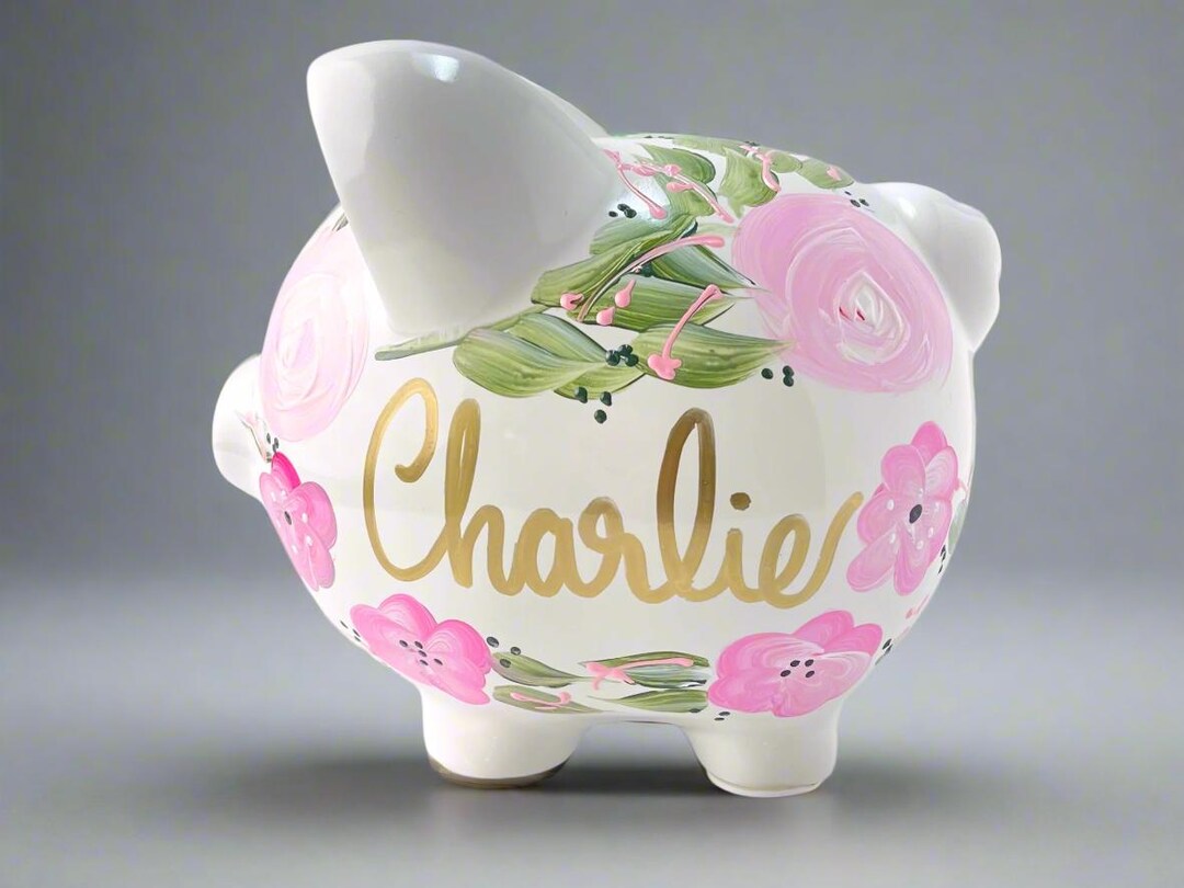 Custom Hand-painted Piggy Bank for Girls - Personalized Boho Chic ...