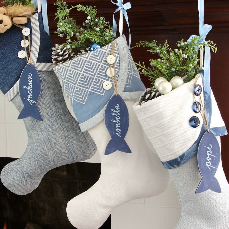 Blue Coastal Stockings - Etsy