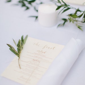Custom Hand Calligraphy Menu - Hand Torn 100% Cotton Paper - Wedding ...