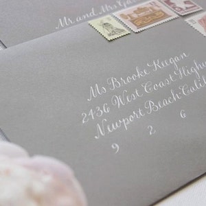 Wedding Calligraphy Envelope Addressing in White Ink - Escort Cards ...