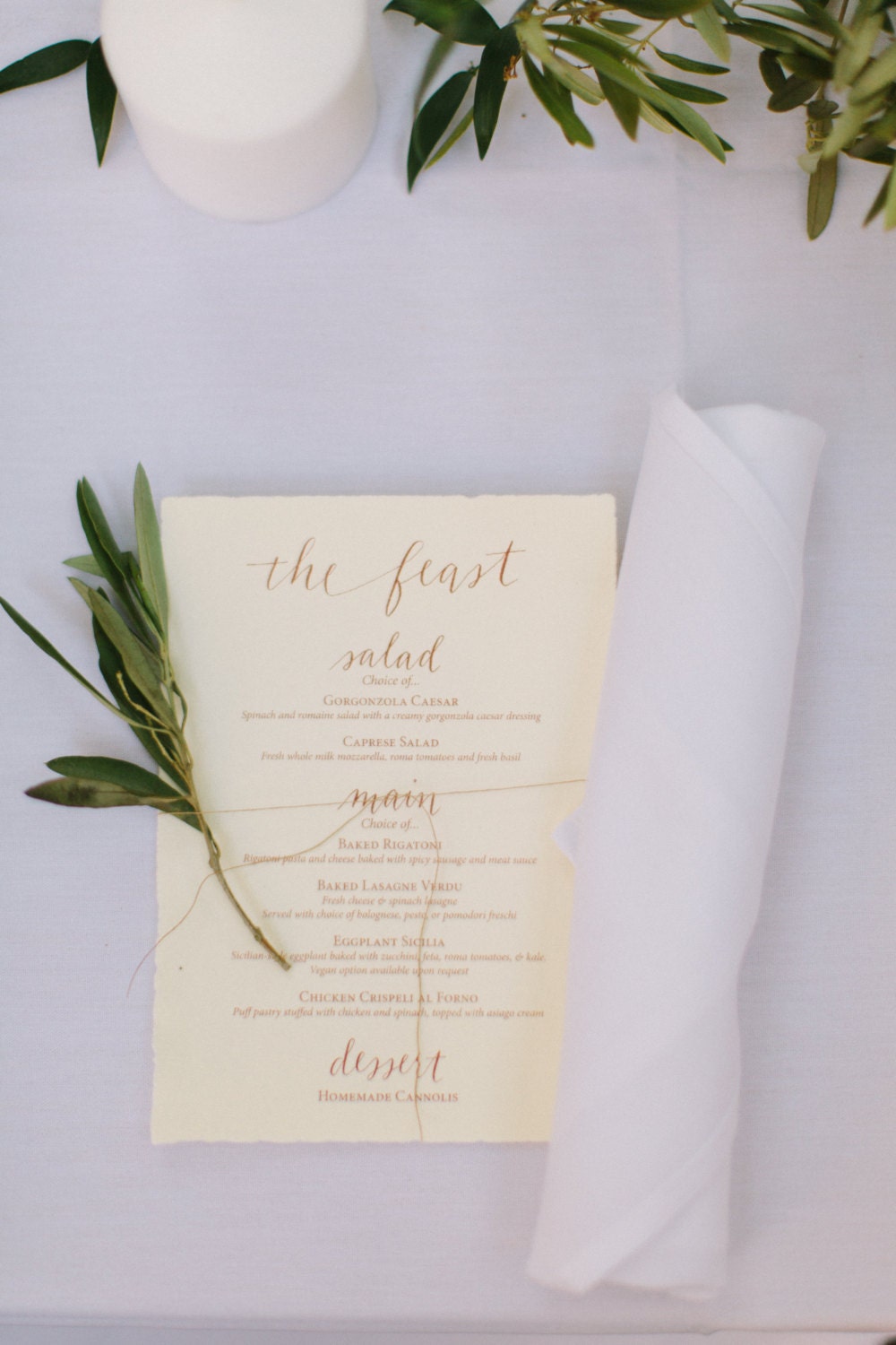 Custom Hand Calligraphy Menu Hand Torn 100% Cotton Paper | Etsy