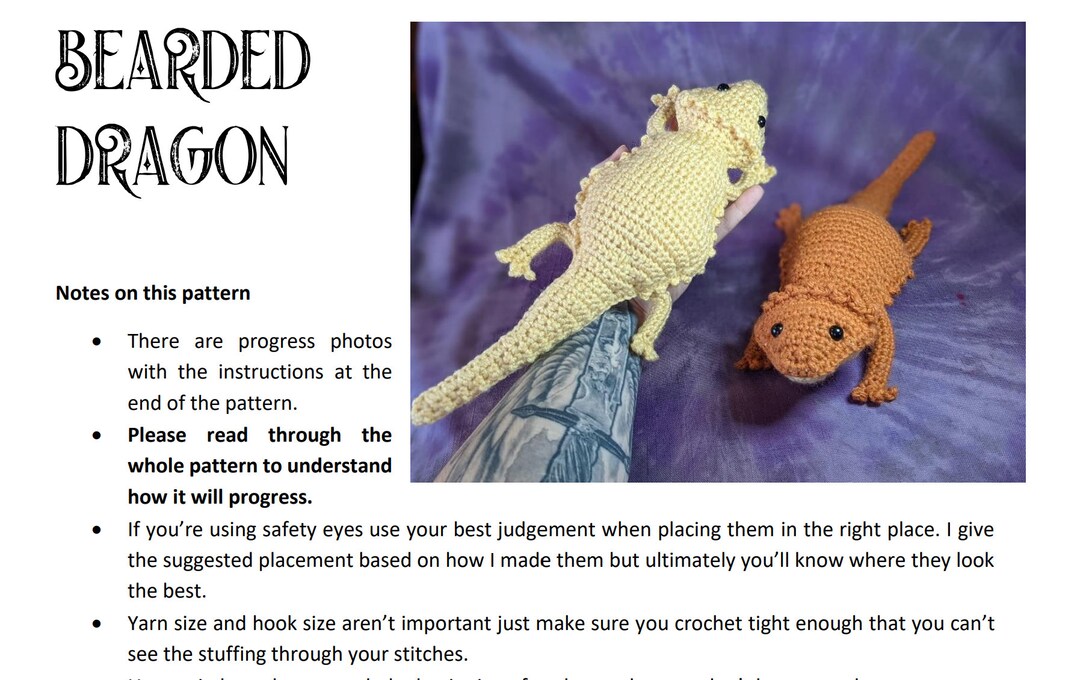 Bearded Dragon PDF Crochet Pattern - Etsy