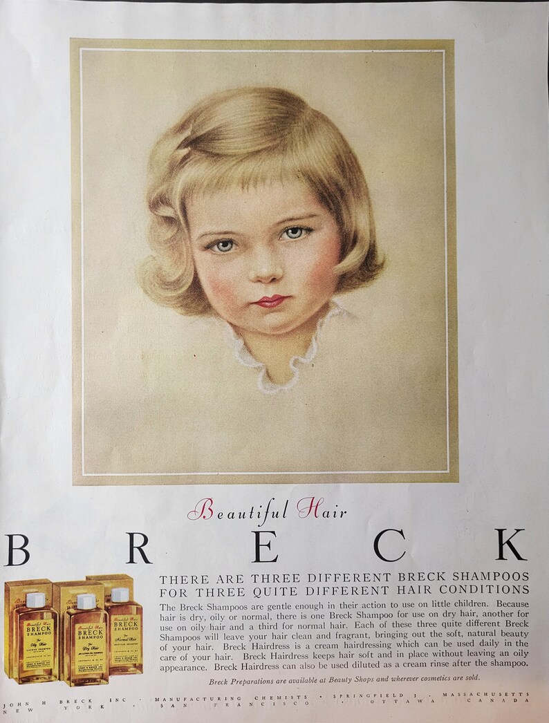 2 Breck Ads Original Vintage Magazine Ads Bathroom Dressing Room Decor ...