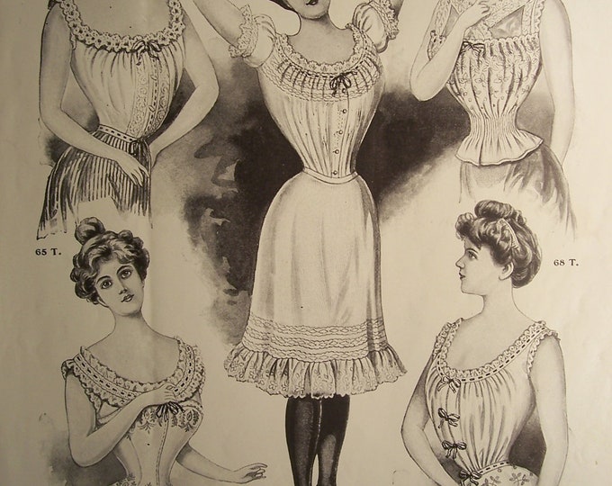 VINTAGE LINGERIE FASHIONS /1900s Pattern Advertisement Lingerie ...