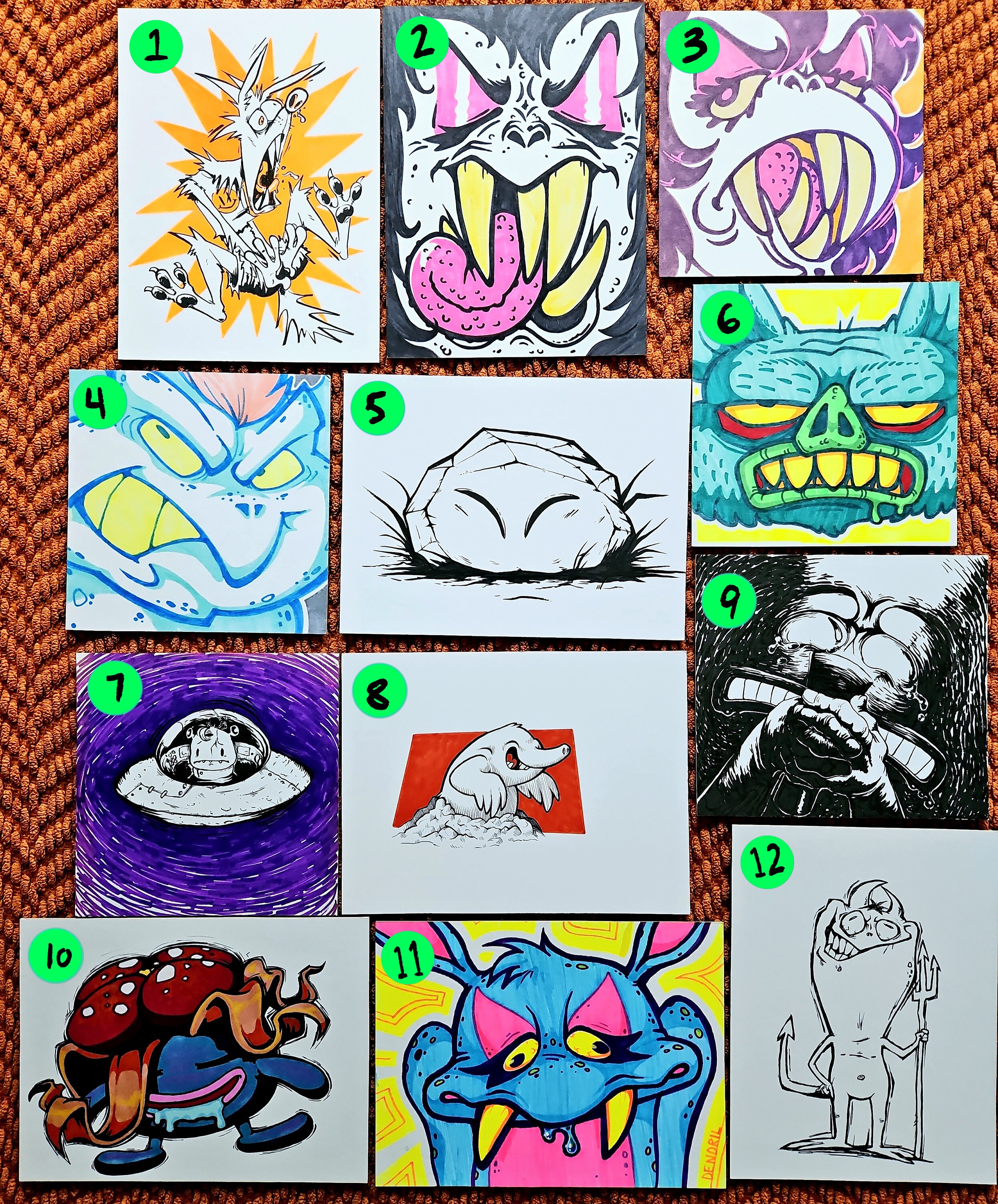 Original Marker Pen and Ink Drawings of Monsters and - Etsy