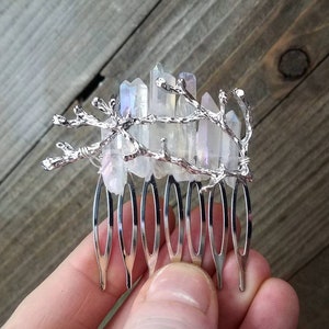 Quartz Crystal Hair Comb - Winter Hair Comb - Winter Bridal Hair Piece ...