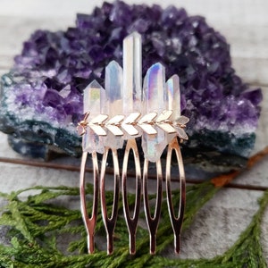 Rose Gold Hair Comb Quartz Hair Comb Boho Hair Accessory Boho Bridal ...
