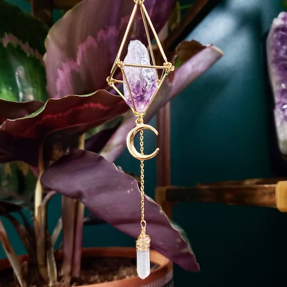 Amethyst Suncatcher Amethyst Window Hanger Boho Crystal | Etsy
