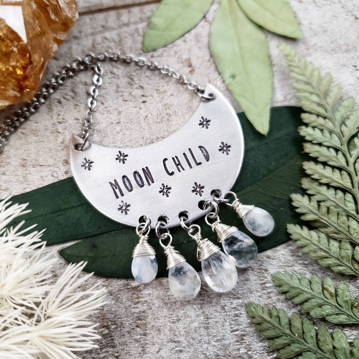 Moon Child Necklace Silver Moon Jewelry Boho Moon Necklace - Etsy