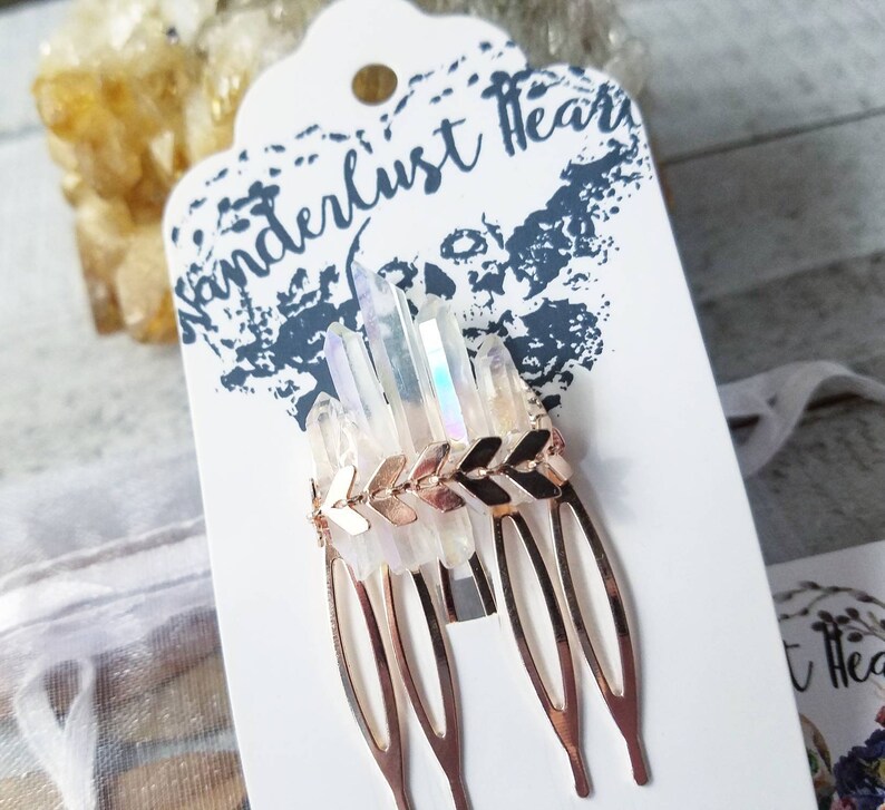 Rose Gold Hair Comb Quartz Hair Comb Boho Hair Accessory | Etsy