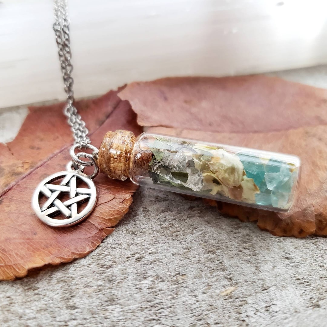 Calming Grounding Necklace - Crystal Protection Vial - Grounding Gifts ...