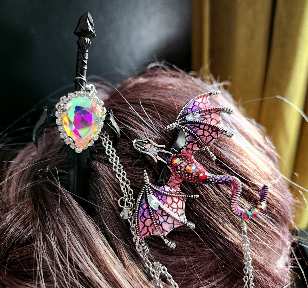 Sword Hair Stick - Dragon Hairclip - Shield Maiden - Medieval Hair ...