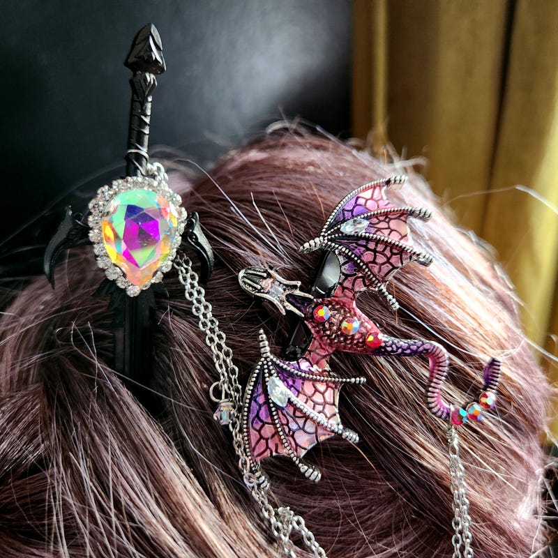 Dragon and Sword Hair Pin - Etsy
