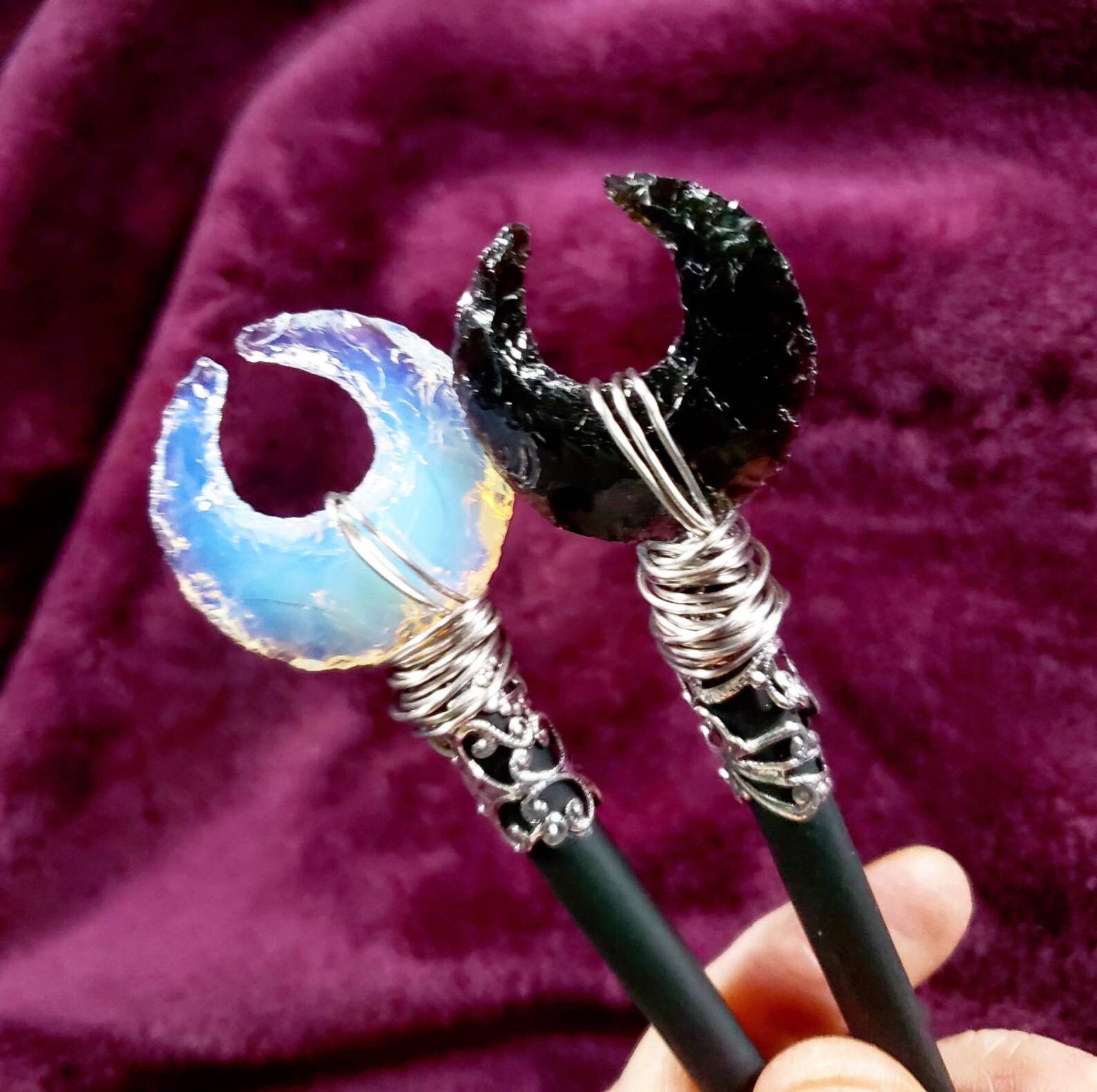 Crystal Moon hair stick opal moon hair stick moon hair | Etsy