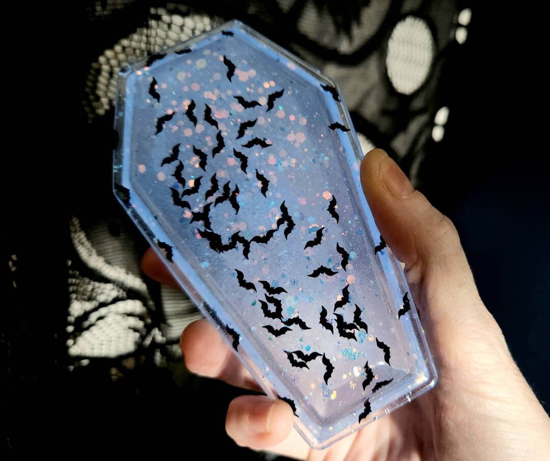 Goth Stash Box - Bat Coffin Trinket Box - Bat Decor - Glow Coffin Dish ...