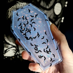 Goth Stash Box - Bat Coffin Trinket Box - Bat Decor - Glow Coffin Dish ...
