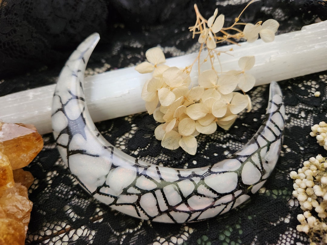 Moon Hair Pick - Black Widow - Resin Hair Fork - Goth Hair Stick ...