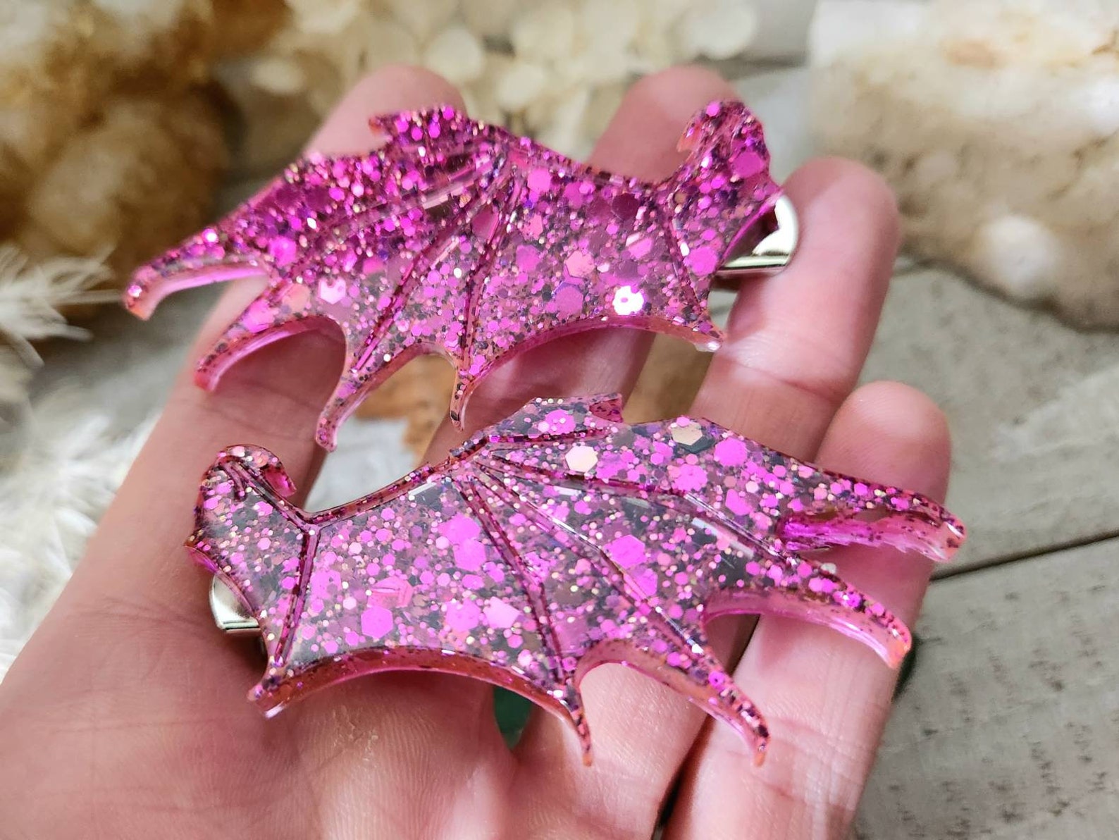 Dragon Wings Hair Clips - Goth Hair Clips - Dragon Lover Gifts - Resin ...
