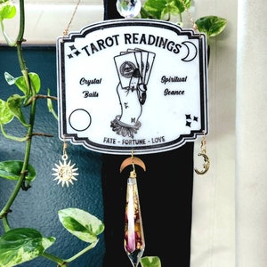 Tarot Readings Sign - Witchy Wall Hanger - Witchy Suncatcher - Fortune ...