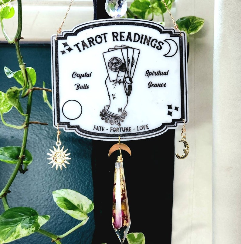Tarot Readings Sign - Witchy Wall Hanger - Witchy Suncatcher - Fortune ...