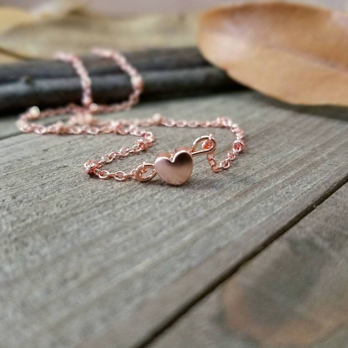 Rose Gold Heart Necklace Tiny Heart Necklace Rose Gold - Etsy