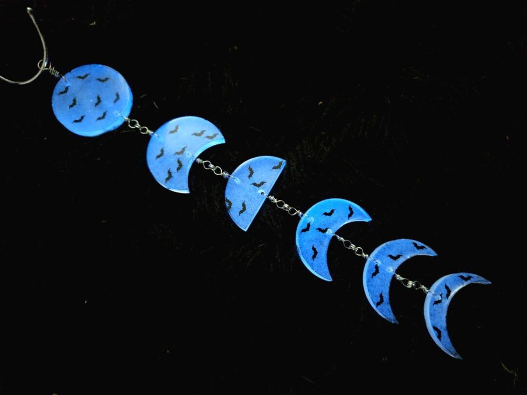 Glow Moon Phase - Bat Home Decor - Moon Phase Hanger - Glow Garden ...