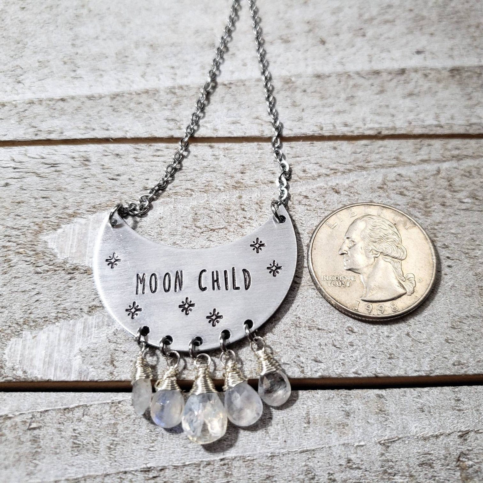 Moon Child Necklace Silver Moon Jewelry Boho Moon Necklace - Etsy