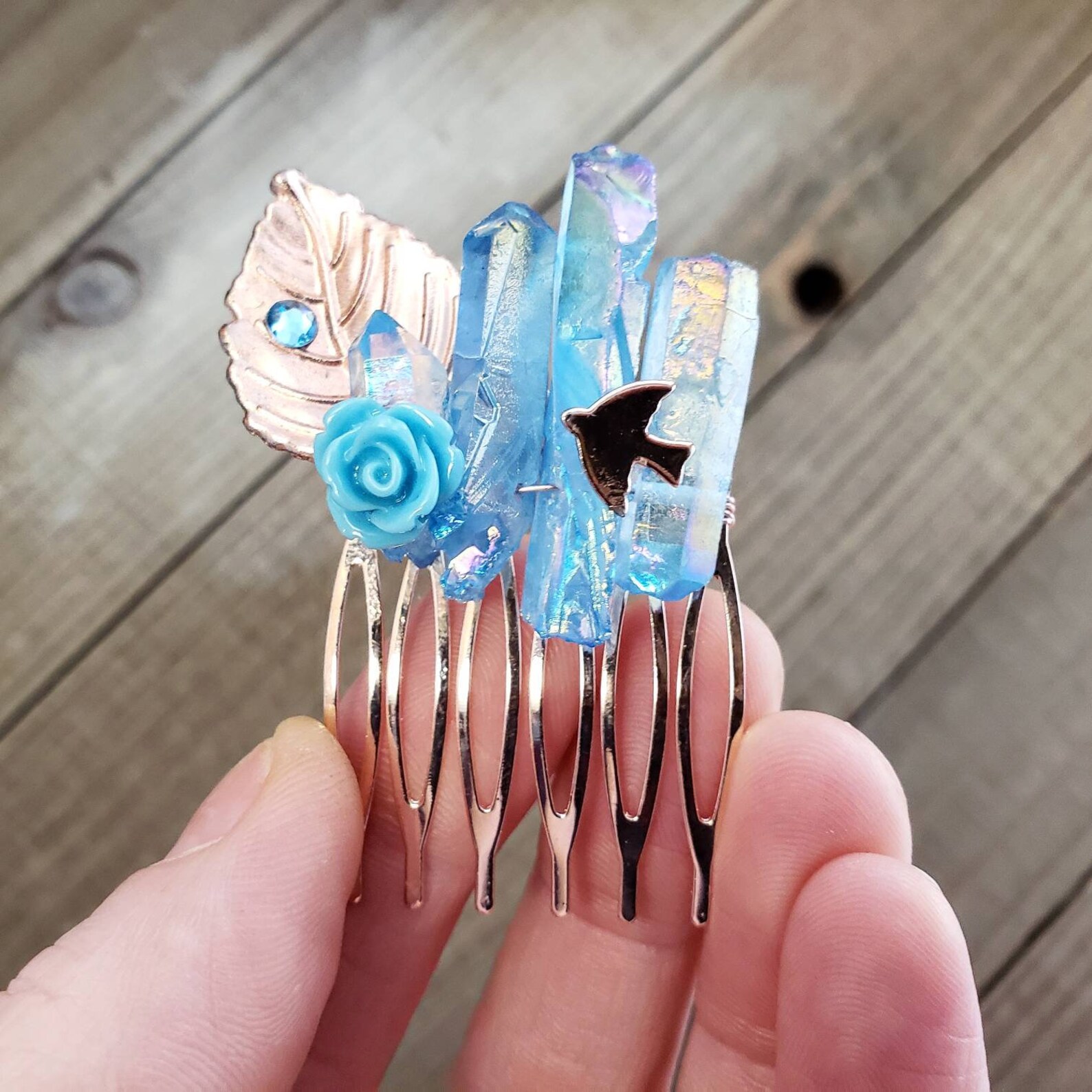 Quartz Hair Comb - Bird Hair Comb - Quartz Crystal Hair Accessory ...