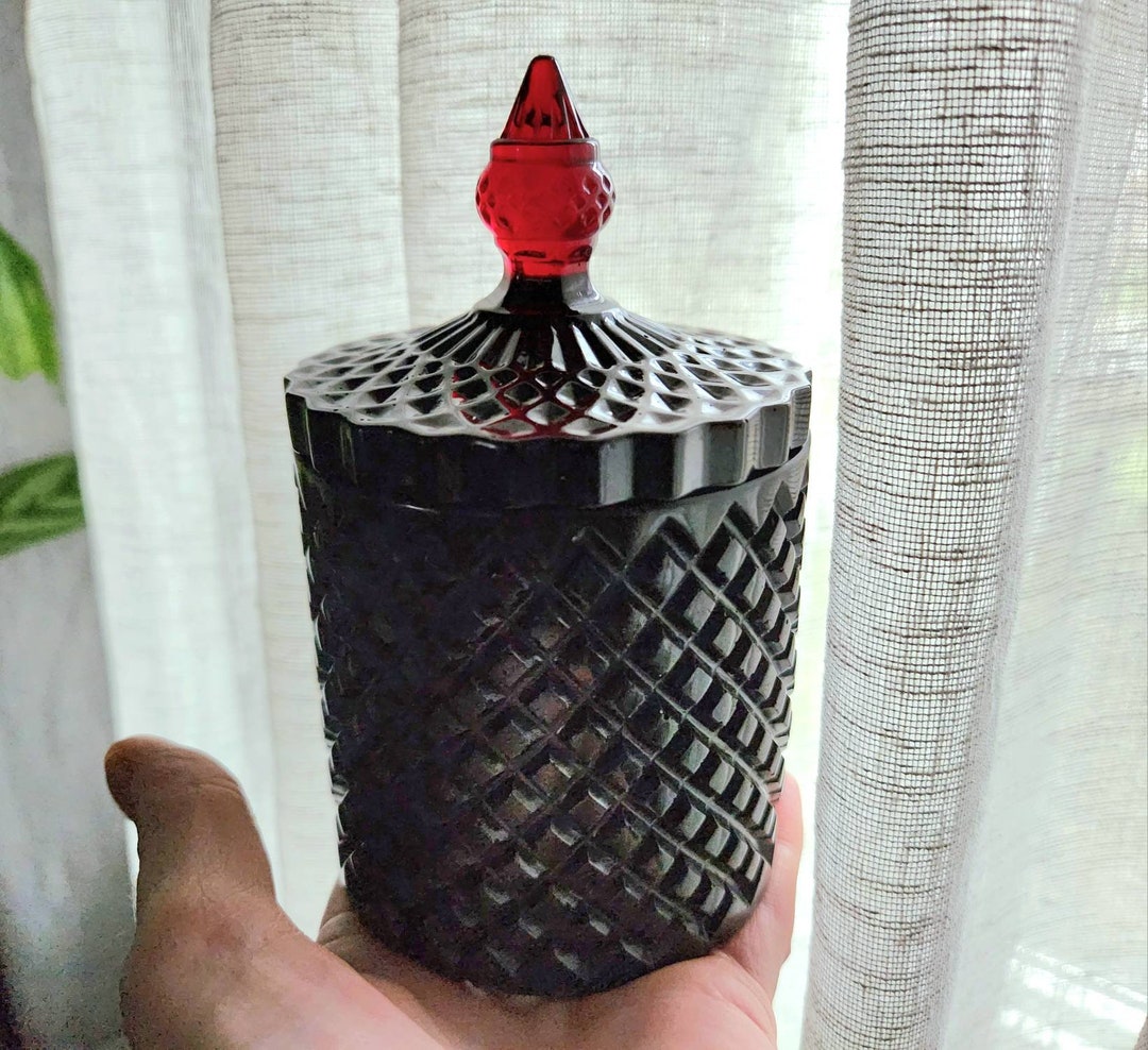 Goth Trinket Jar - Resin Stash Jar - Boho Container - Black Home Decor ...