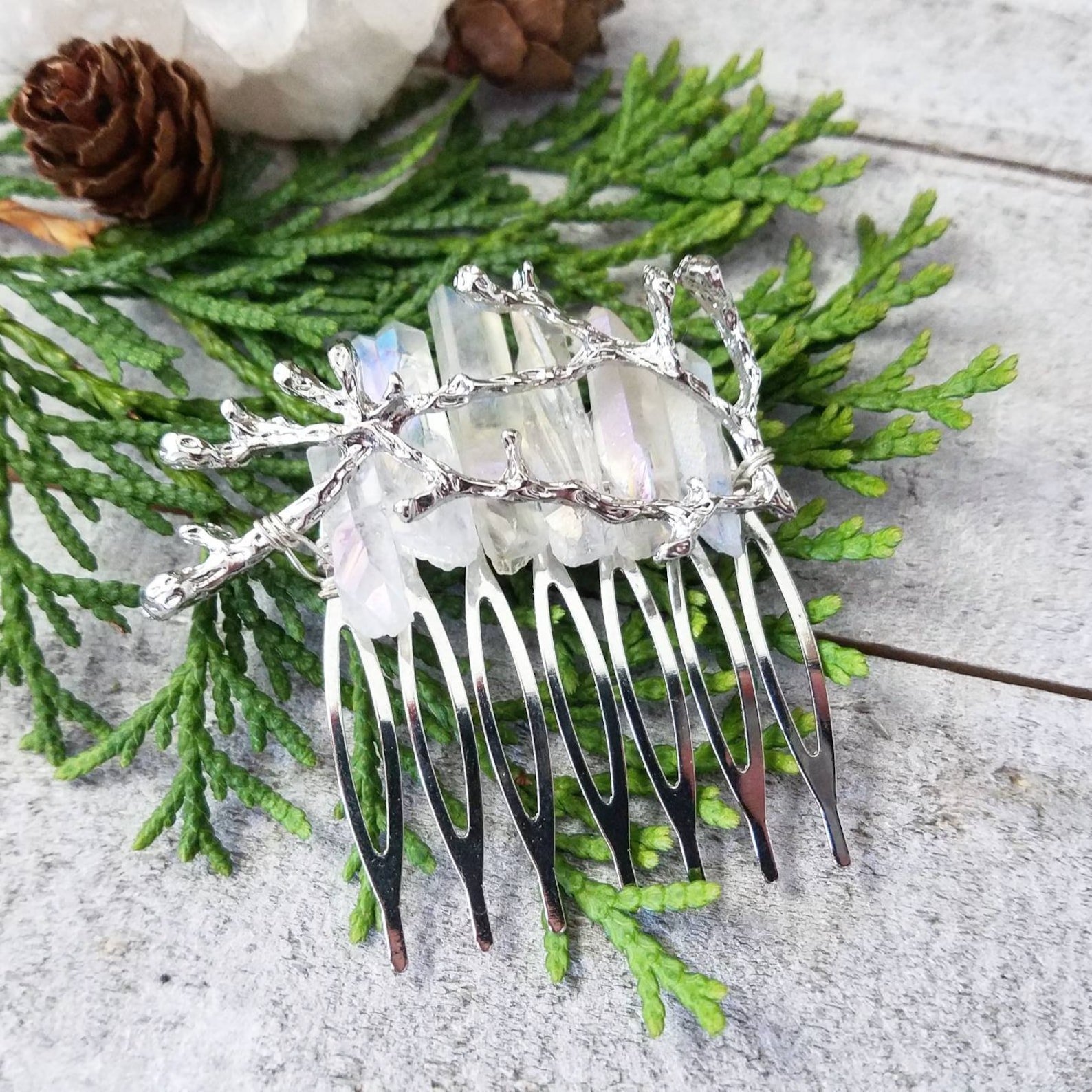 Quartz Crystal Hair Comb - Branch Hair Clip - Fantasy Hair Accessories ...