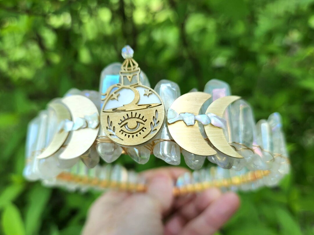 Hecate Crystal Crown - Aura Quartz Headpiece - Etsy