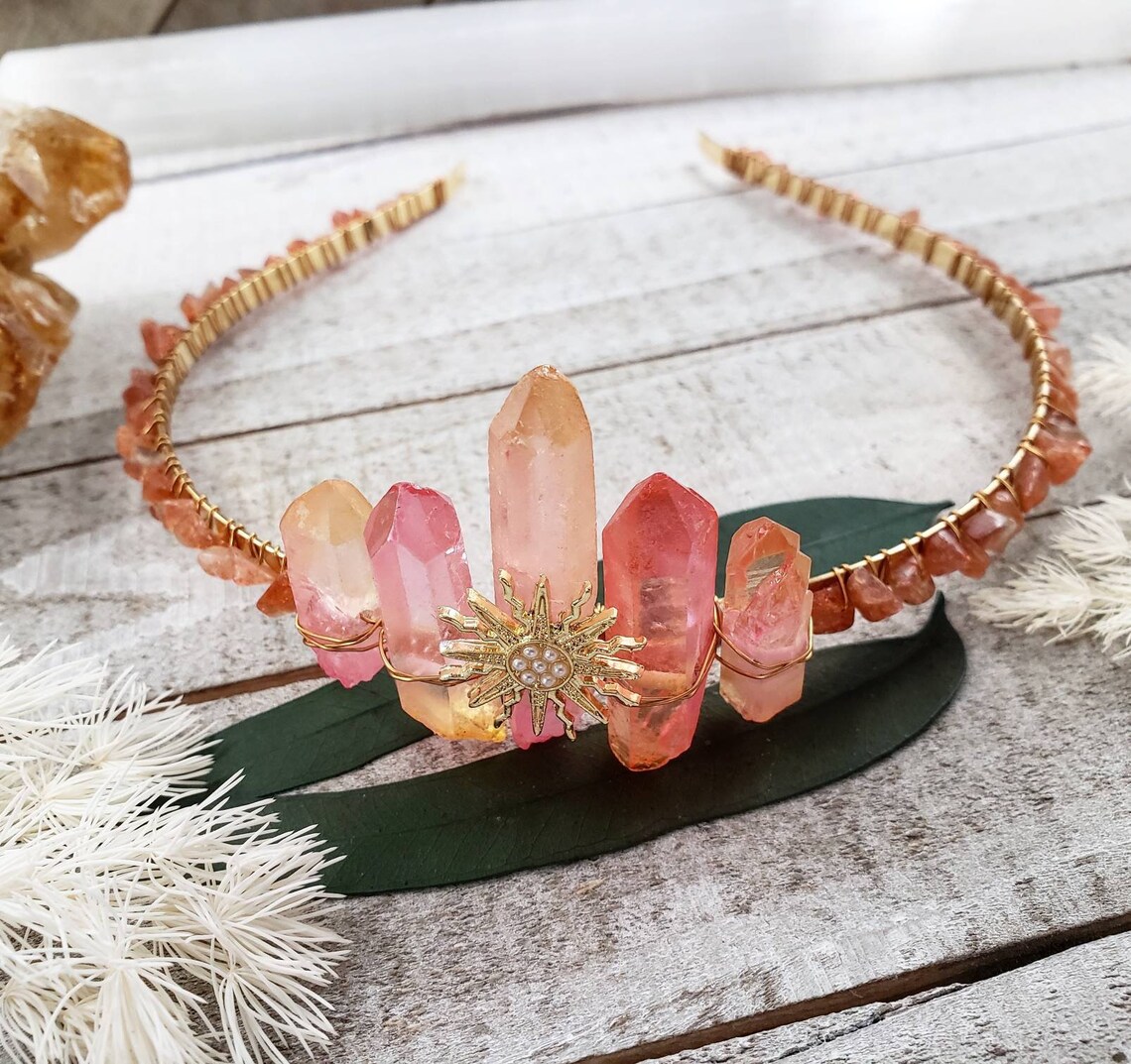 Crystal crown headpiece festival crown boho quartz crown | Etsy