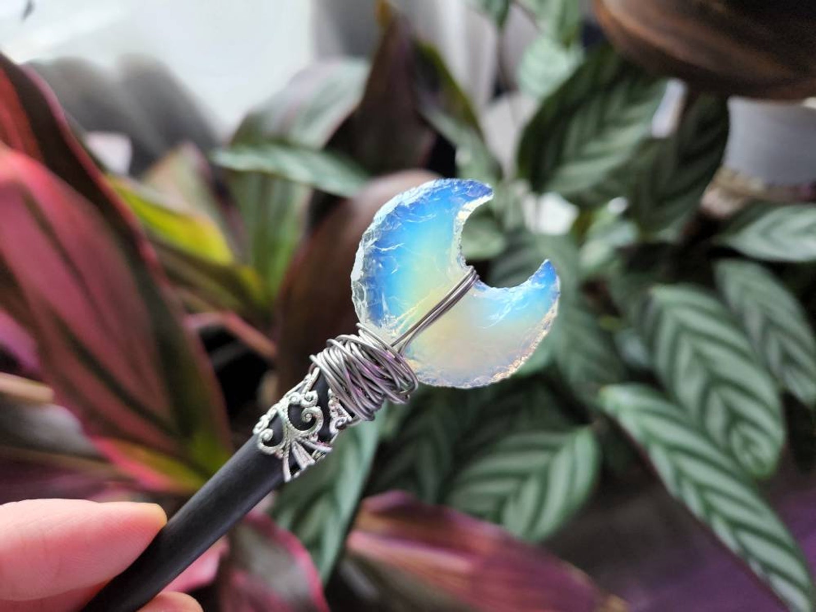Crystal Moon Hair Stick Opal Moon Hair Stick Moon Hair - Etsy