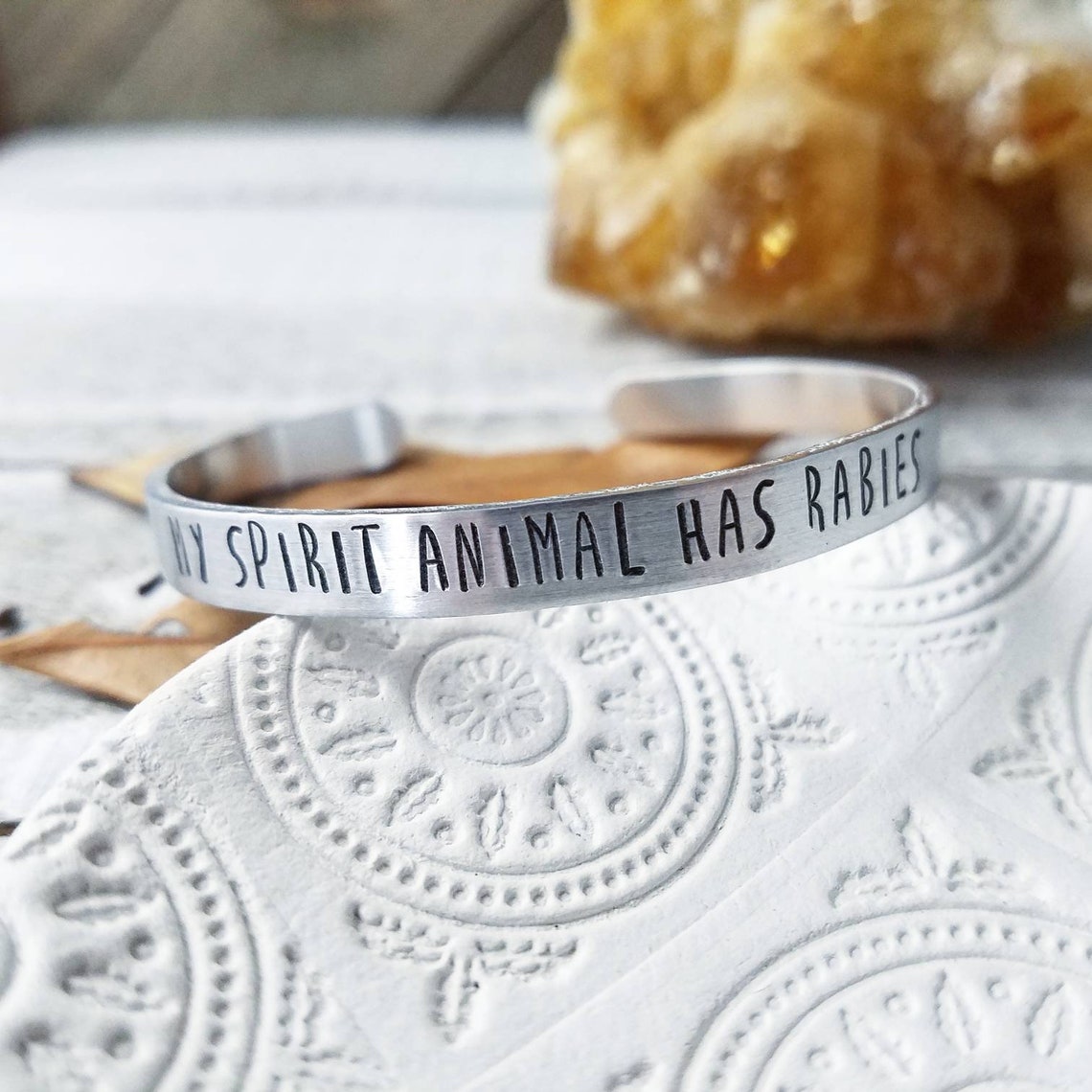Spirit Animal Cuff Bracelet My Spirit Animal Has Rabies - Etsy