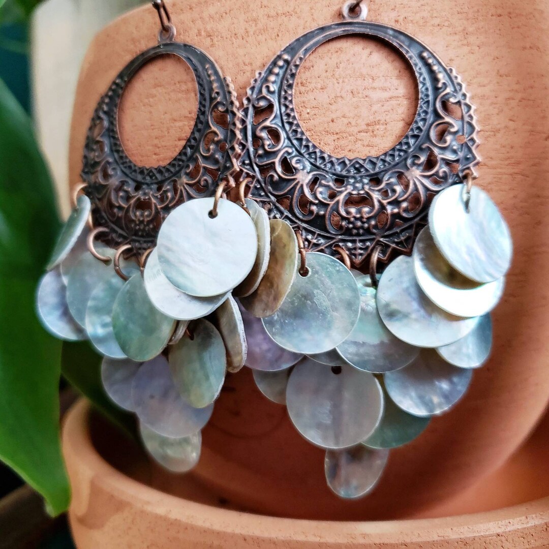 Shell Chandelier Earrings - Boho Shell Earrings - Boho Shell Jewelry ...
