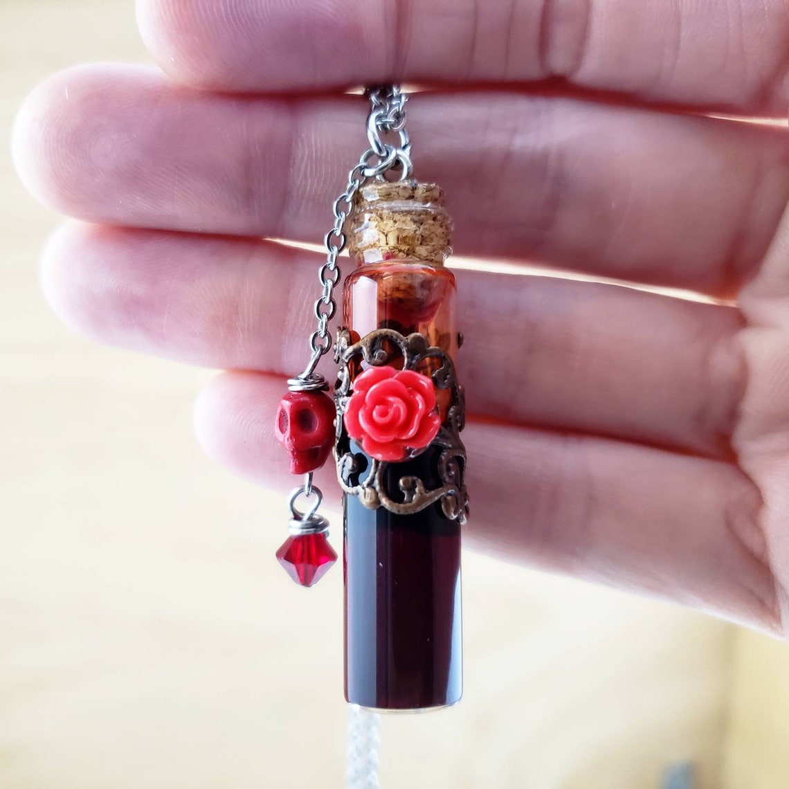 Blood jewelry Blood vial necklace crystal vial necklace | Etsy