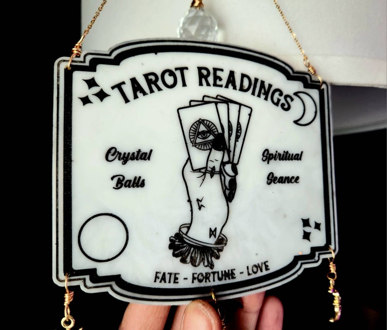 Tarot Readings Sign - Witchy Wall Hanger - Witchy Suncatcher - Fortune ...