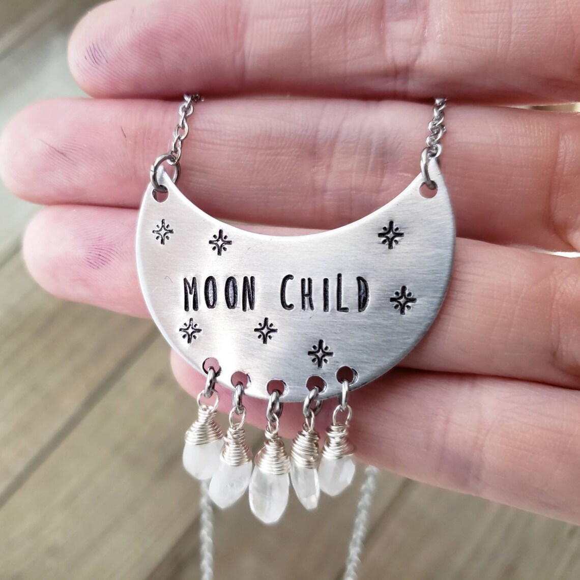 Moon Child Necklace Silver Moon Jewelry Boho Moon Necklace | Etsy