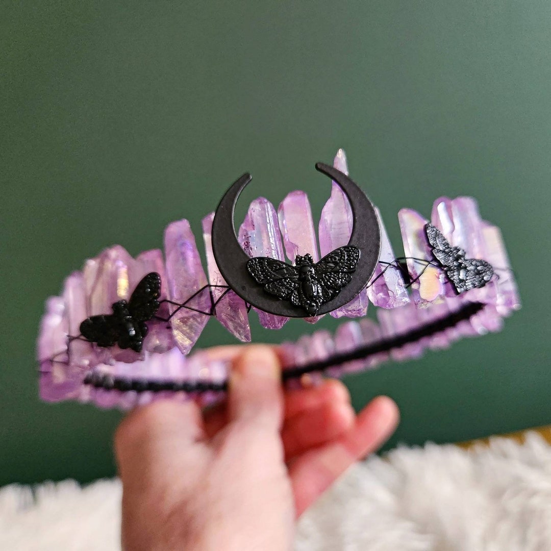 Queen of the Moths Head Piece - Gothic Crystal Crown - Death Hawk Moth ...