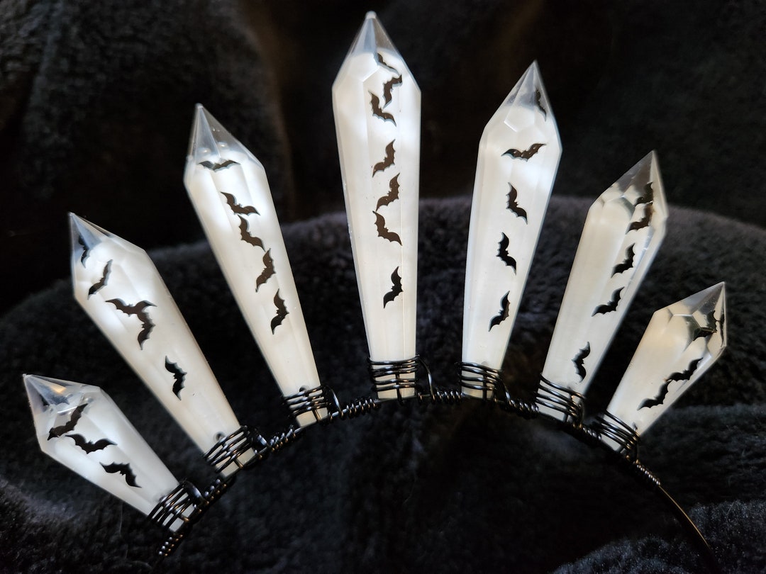 Crystal Crown - Bat Crown - Goth Headpiece - Bat Lover Gifts - Resin ...