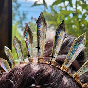 New Years Eve Headpiece - Gold Crystal Crown - Goddess Headpiece ...