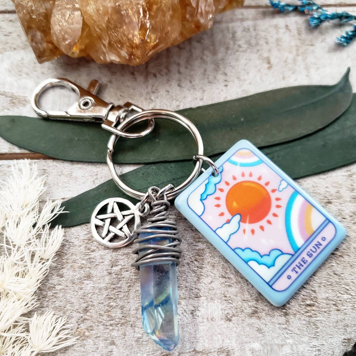 Sun Charm Keychain Sun Tarot Key Ring Tarot Gifts Witchy | Etsy
